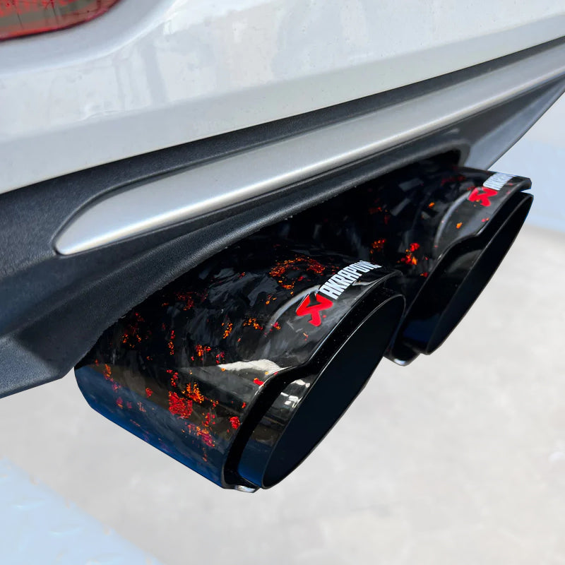 Red Forged Carbon Fiber Exhaust Tip With Gold Foil Muffler pipes