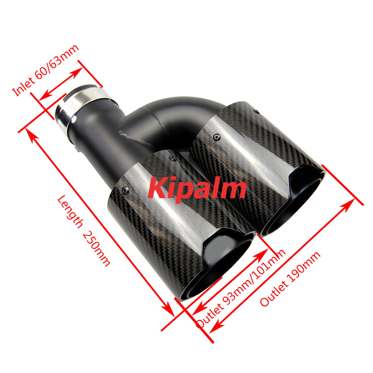Universal M Performance Style h Shape Dual Carbon Fiber Muffler Tips