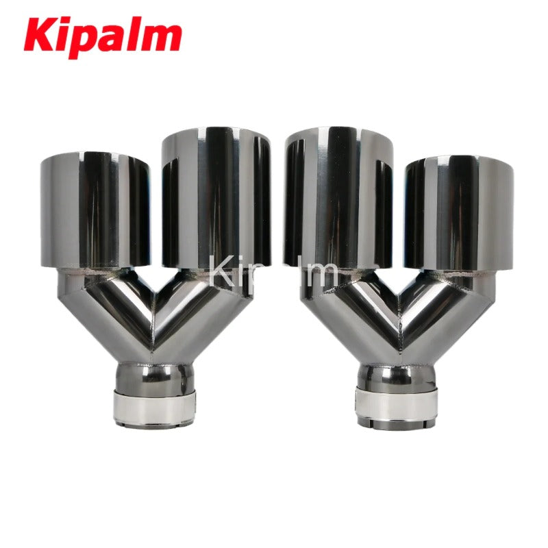 Car Exhaust Muffler End Tips Black Stainless Steel Dual Pipe